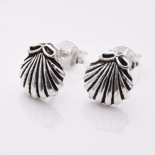 S850 - 925 silver scallop seashell stud earrings – Java Designs