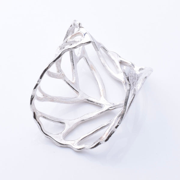 R355 - 925 silver wide outline leaf ring – Java Designs